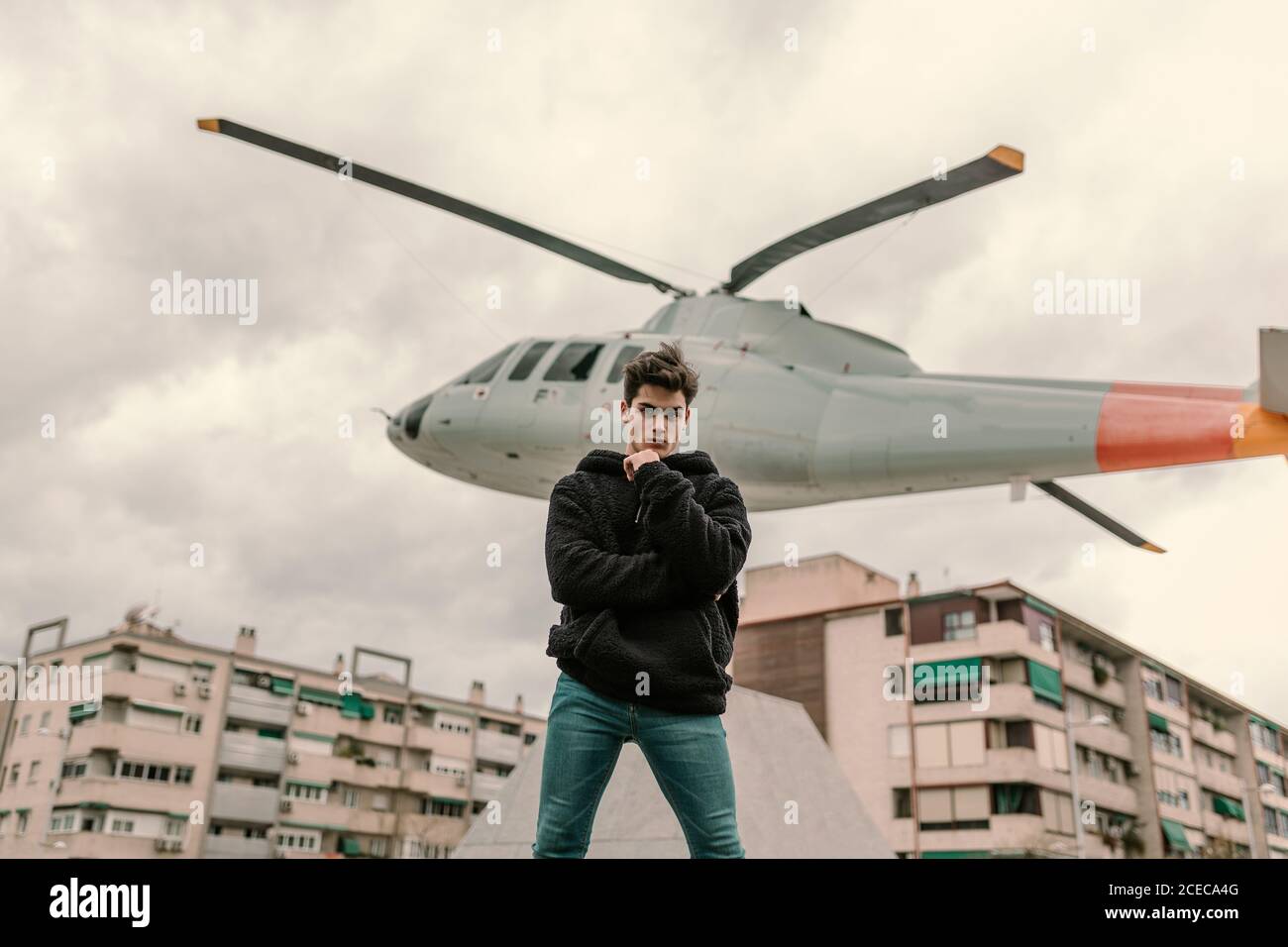Stylish male model helicopter hi-res stock photography and images - Alamy