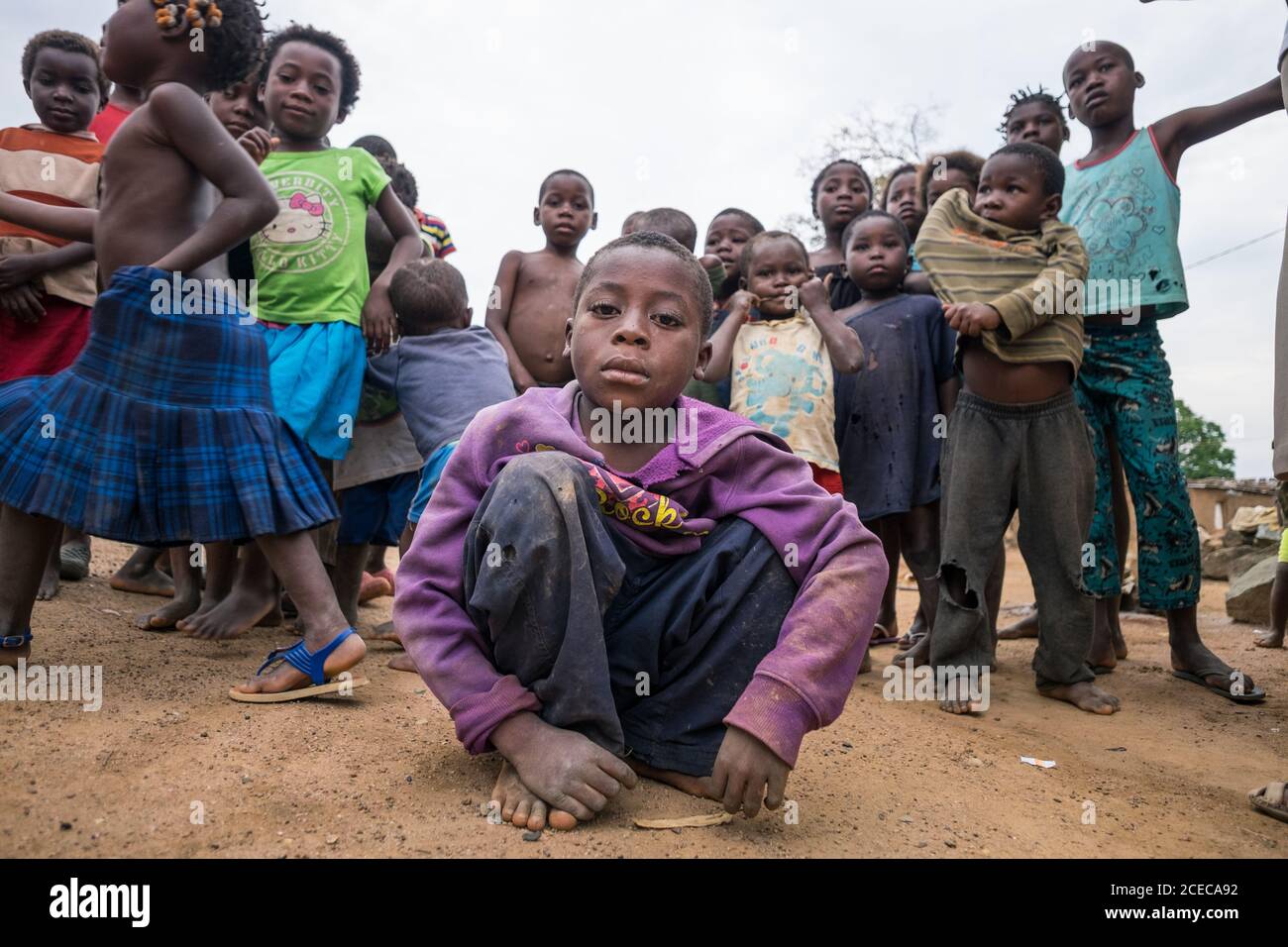 ANGOLA - AFRICA - APRIL 5, 2018 - Group of poor confident ethnic ...