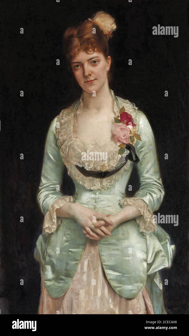 Cabanel Alexandre - Portrait of Miss Matthews in Green Silk Satin and ...