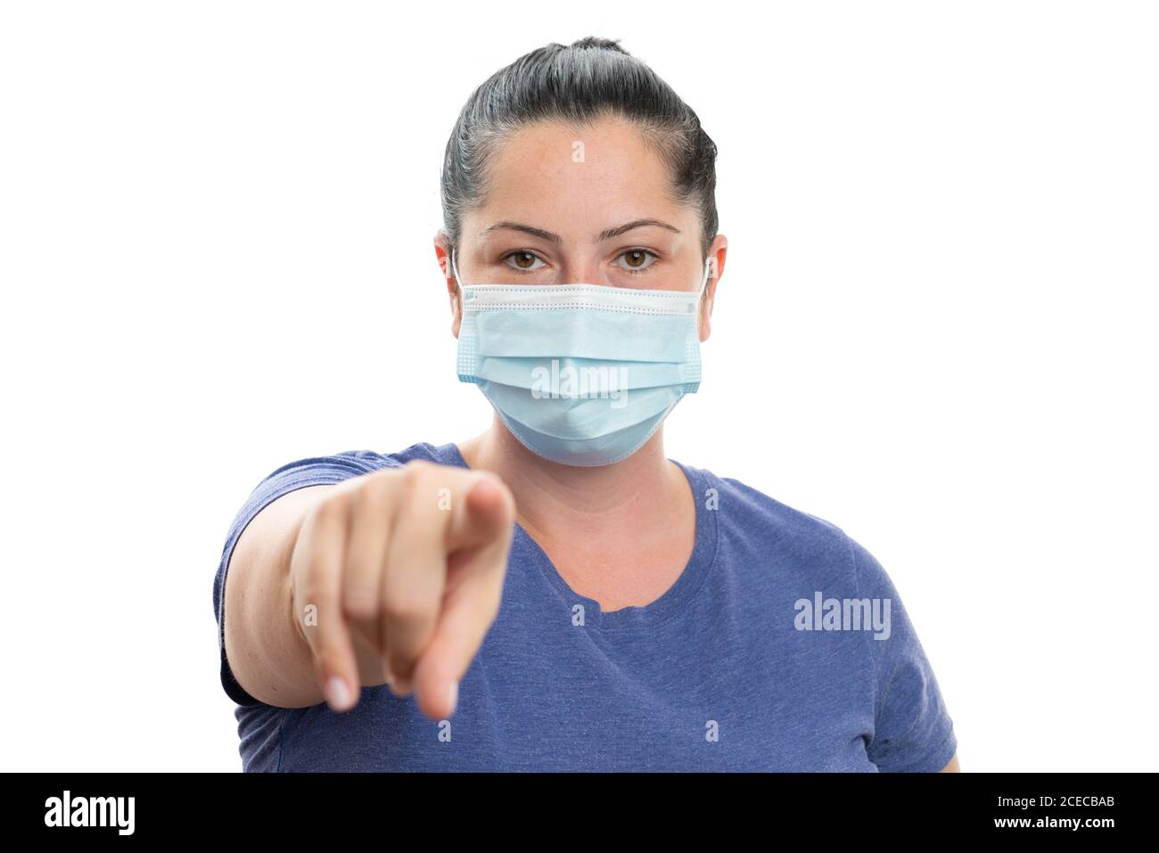 Woman Finger Pointing Nose High Resolution Stock Photography and Images ...