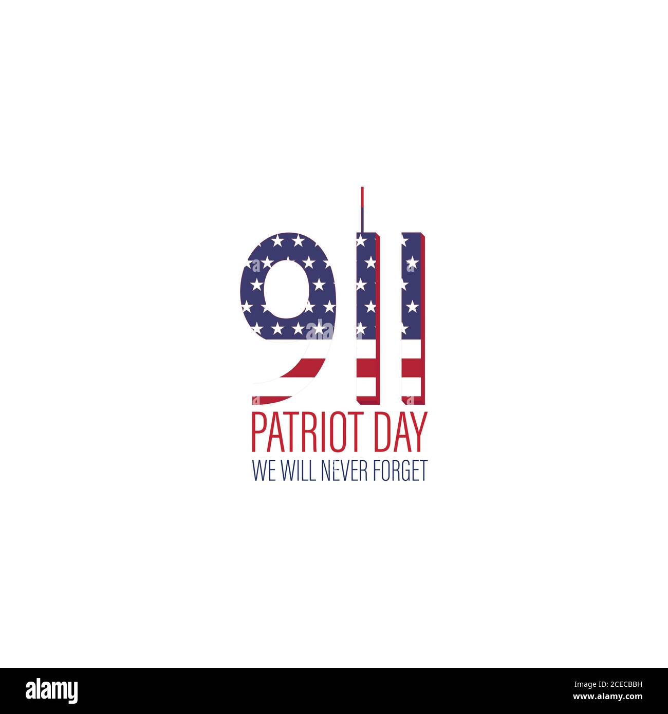 Vector illustration of Patriot Day 911 anniversary. USA Patriot Day banner. We will never forget ...