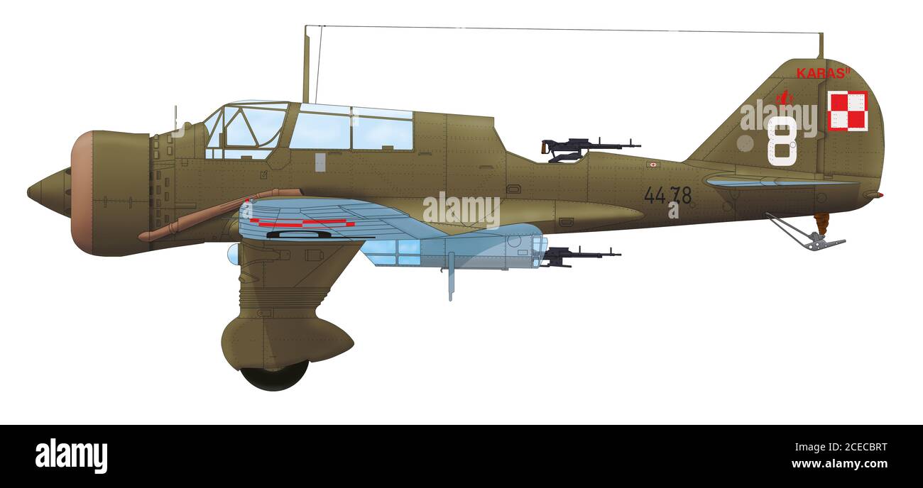 PZL P.23B Karaś (44.78, white 8) of the 31st Reconnaissance Flight ...