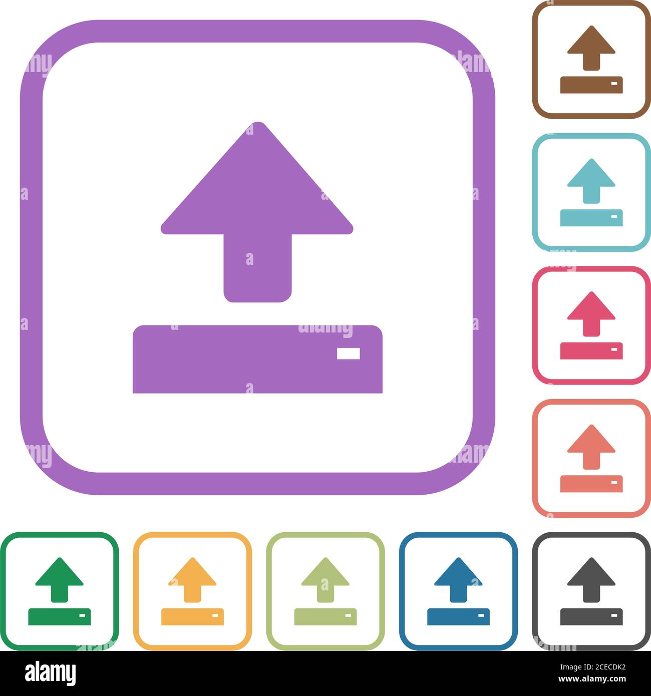 Open simple icons in color rounded square frames on white background ...