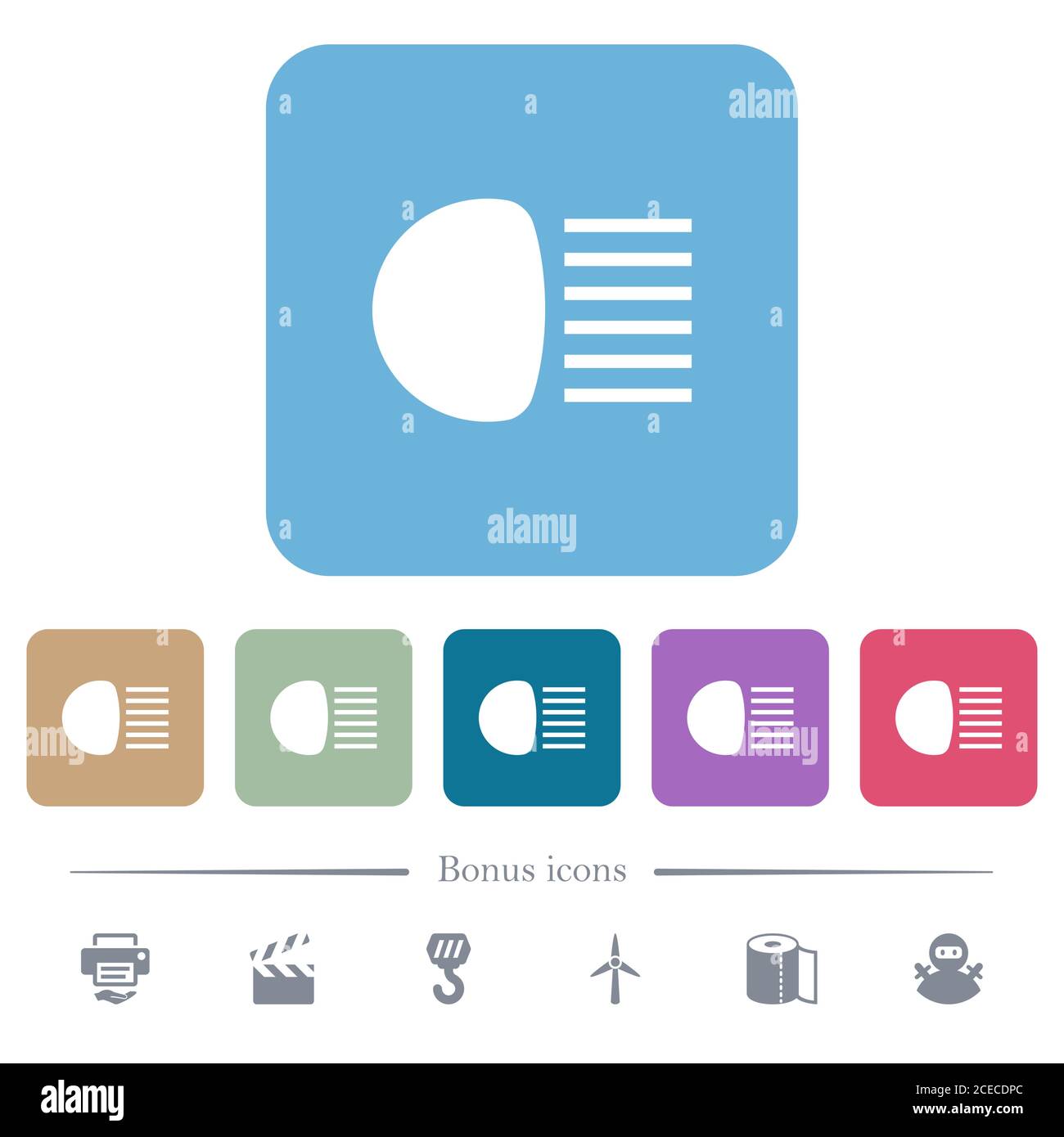 Main beam headlights indicator white flat icons on color rounded square ...