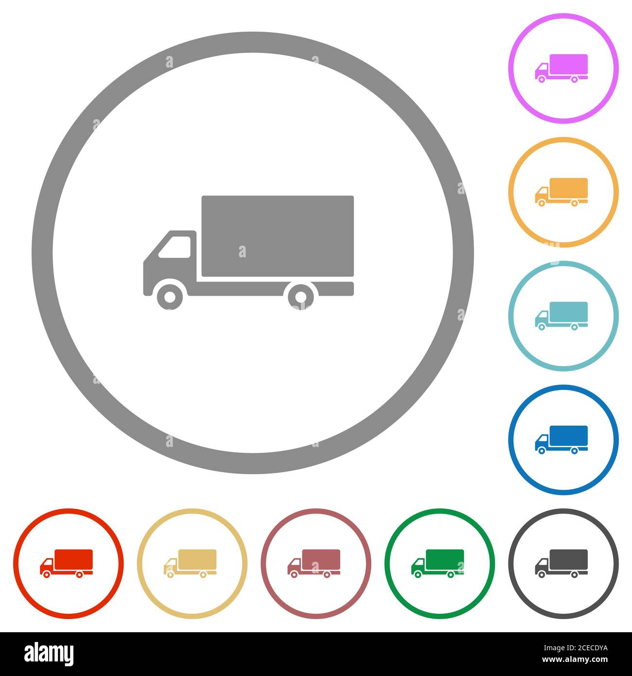 Freight car flat color icons in round outlines on white background ...