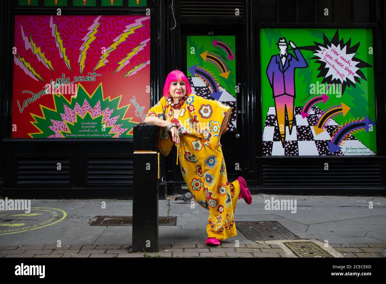 Dame Zandra Rhodes unveils custom street art designs in Seven Dials ...