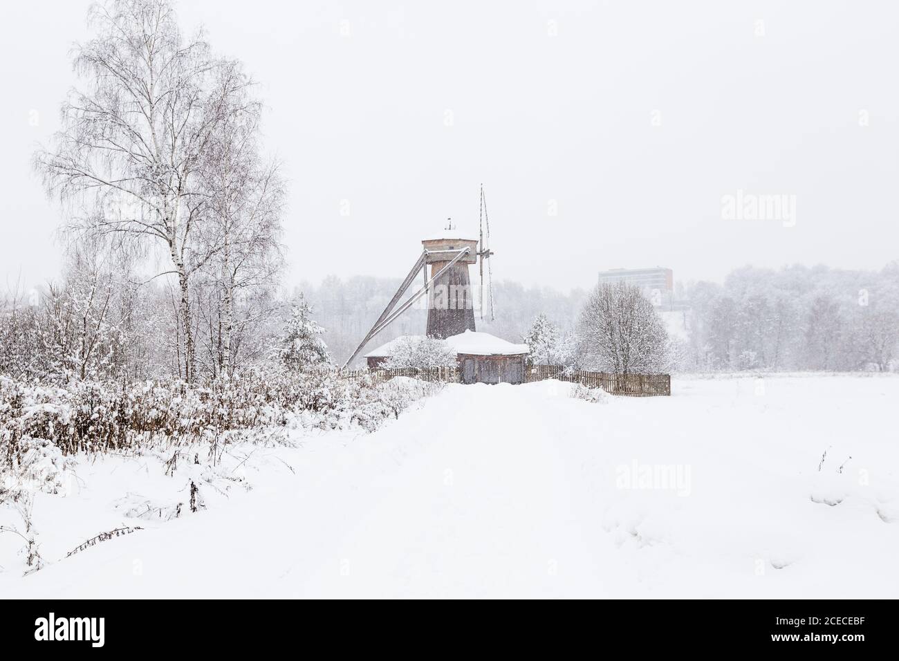 Antique wood windmill Stock Photo - Alamy