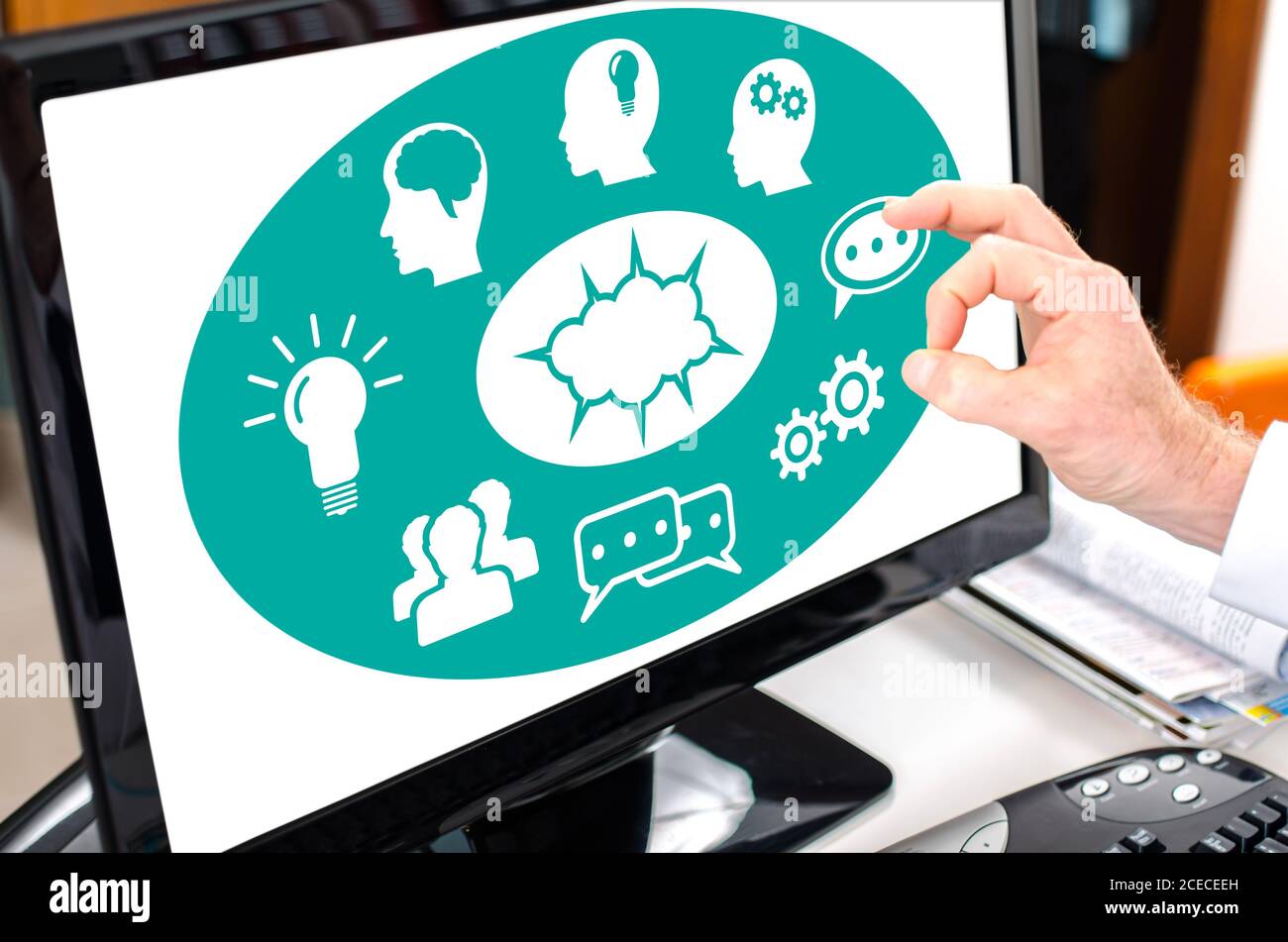 Brainstorming concept shown on a computer screen Stock Photo - Alamy