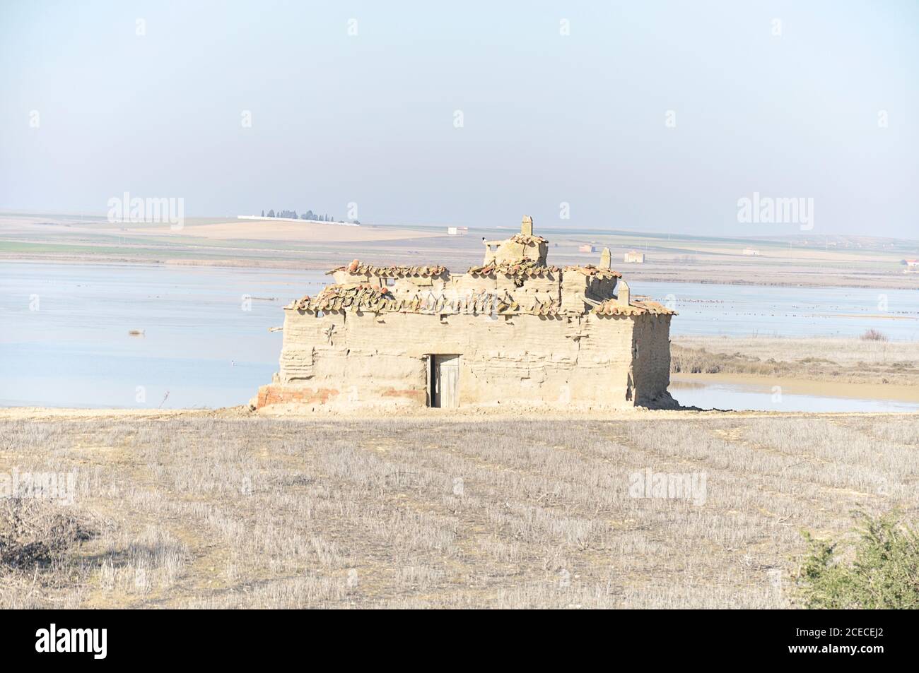 Dovecote in ruins, in the background one lagoon, located in Zamora ...