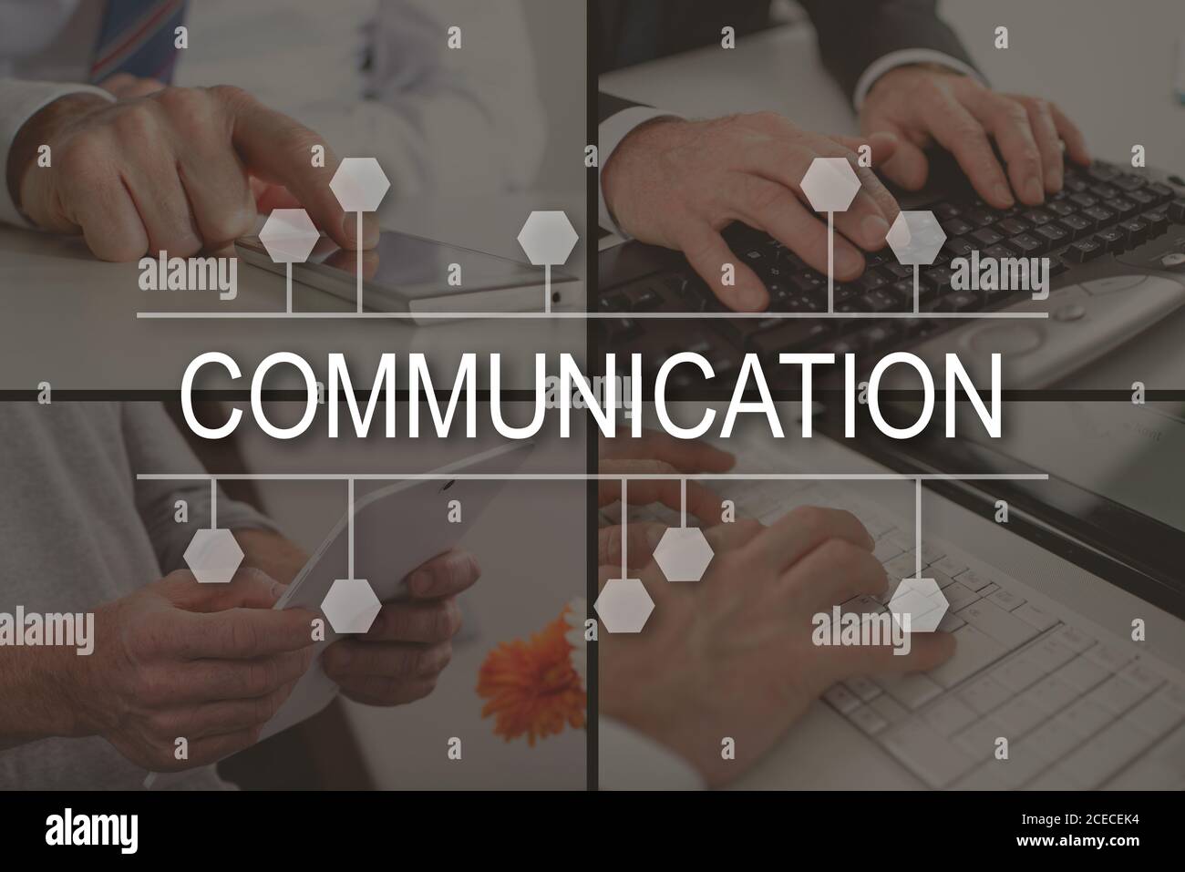 Communication concept illustrated by pictures on background Stock Photo ...