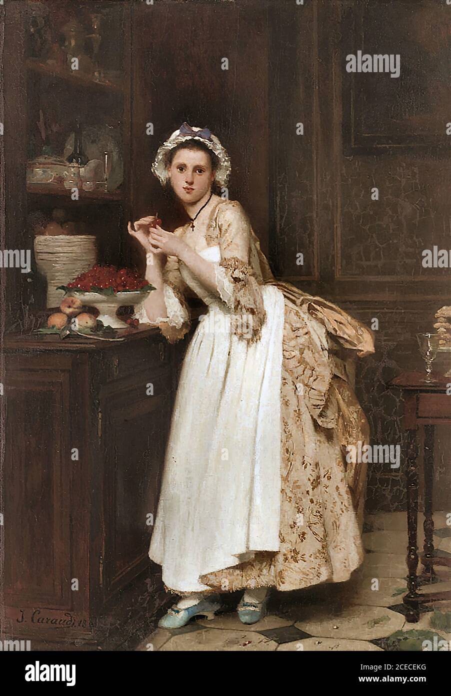 Caraud Joseph - the Cherry Picker - French School - 19th Century Stock ...
