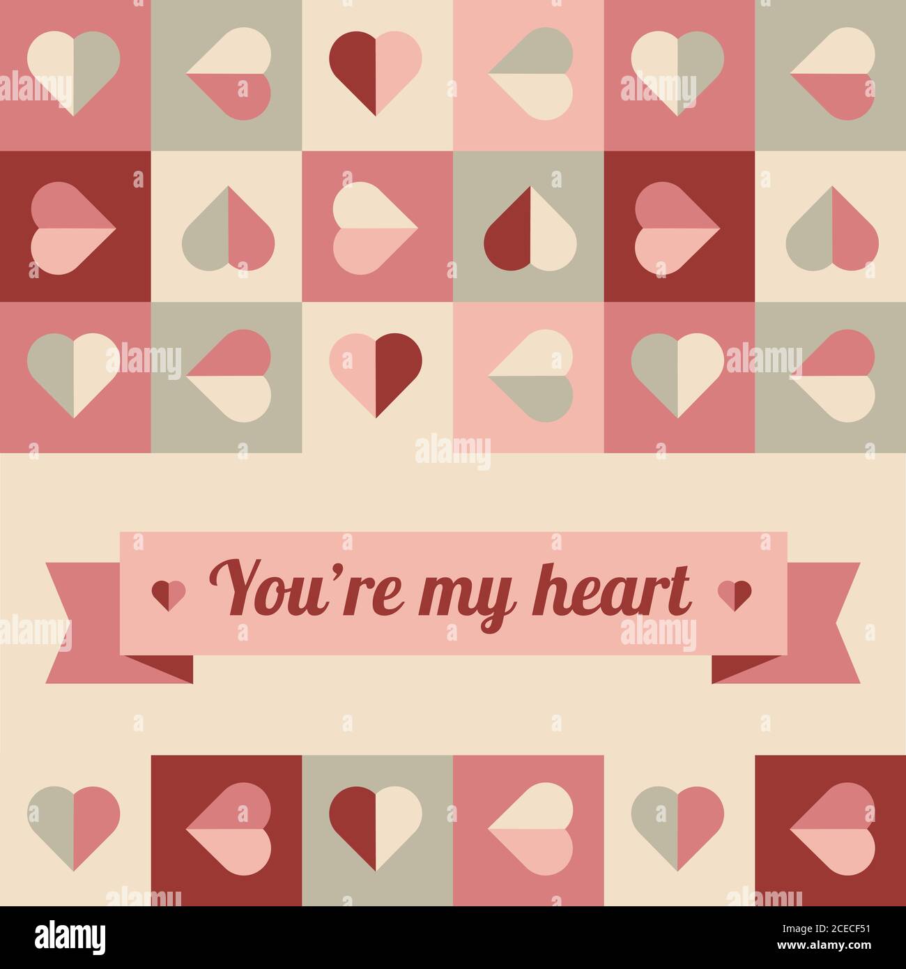 Geometrical pattern with hearts in soft colors, vector background for ...