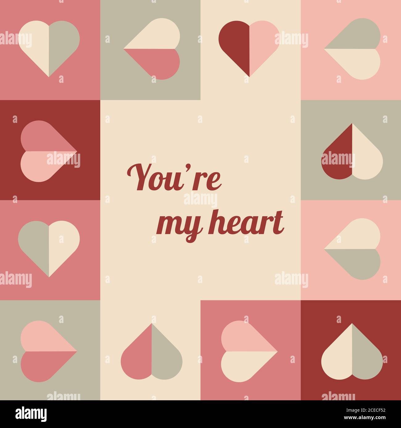 Geometrical pattern with hearts in soft colors, vector background for ...