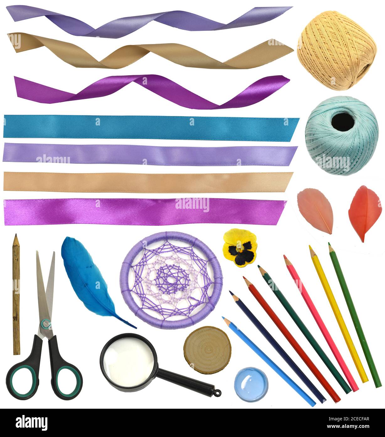 Design set with hand made crafted things for hobby leisure time ...