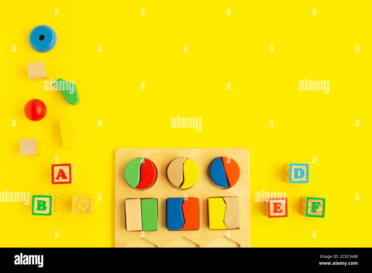 Set of colorful wooden shape toy Montessori sensorial material on ...