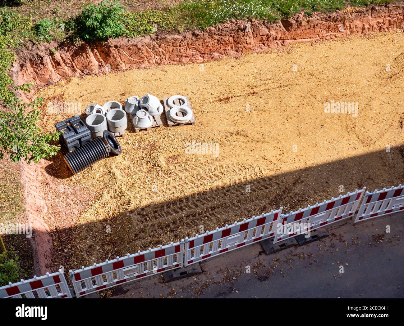 Pipes on a civil engineering road construction site Stock Photo - Alamy