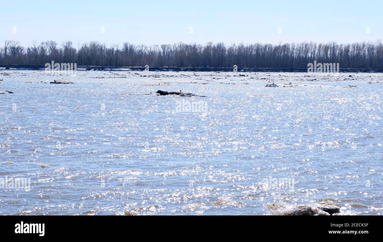 Floods and ice jam of the Ob river Stock Photo - Alamy