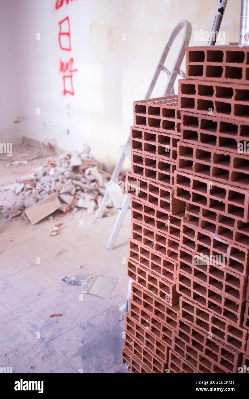Building renovation works in appartment showing refurbishments works by ...