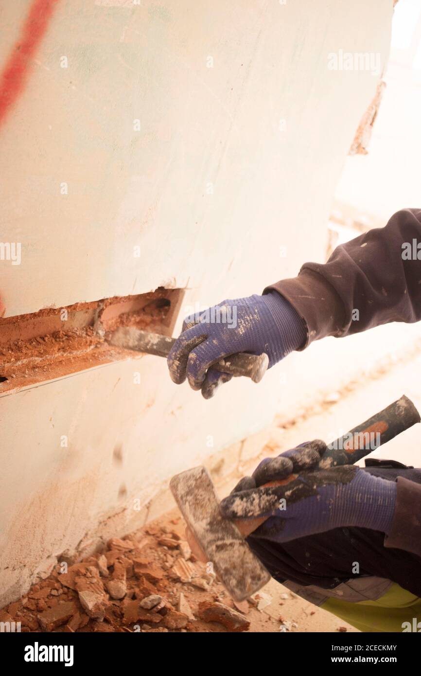 Building renovation works in appartment work by builders to renovate ...