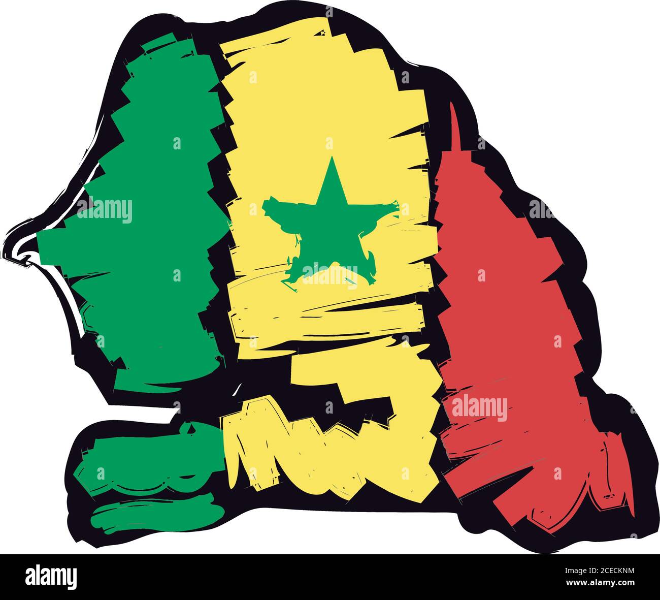 Senegal flag map Stock Vector Image & Art - Alamy