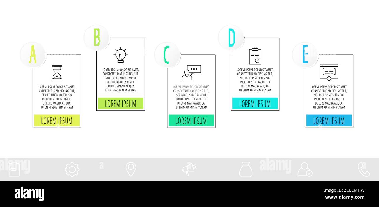 Thin line infographic template with 5 steps, labels. Modern business ...
