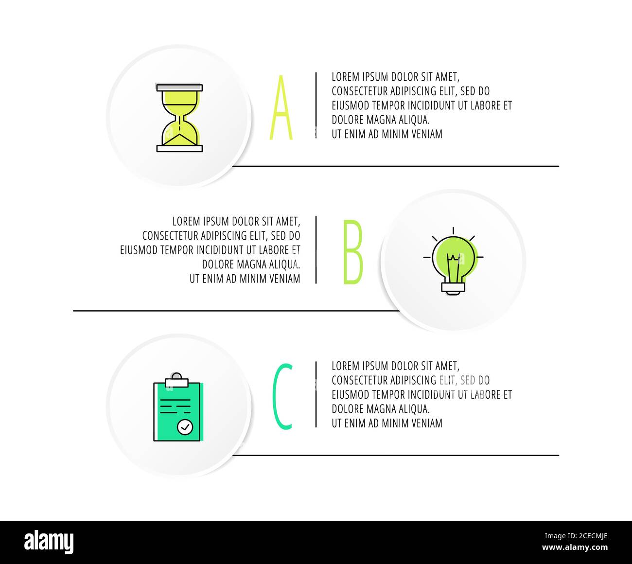 Infographics circles with 3 steps, icons. Flat line vector template. Can be used for three ...