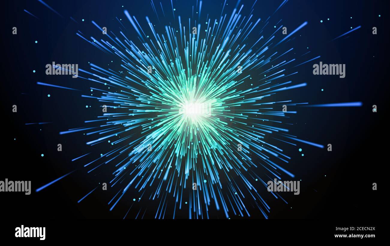 Blue particle explosion with small dots. Abstract fireworks background illustration Stock Photo ...
