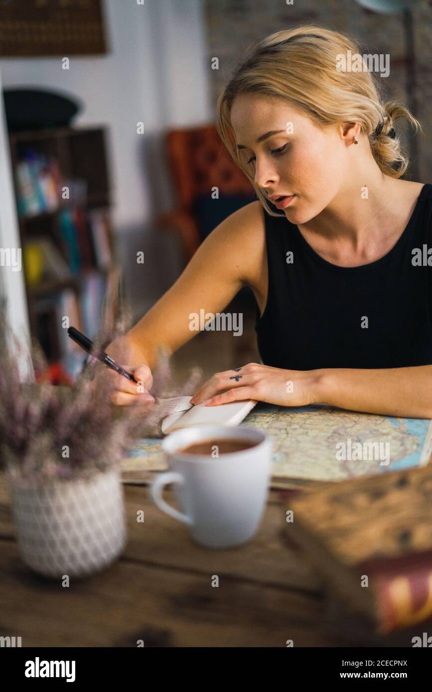 Young Woman planning trip Stock Photo - Alamy
