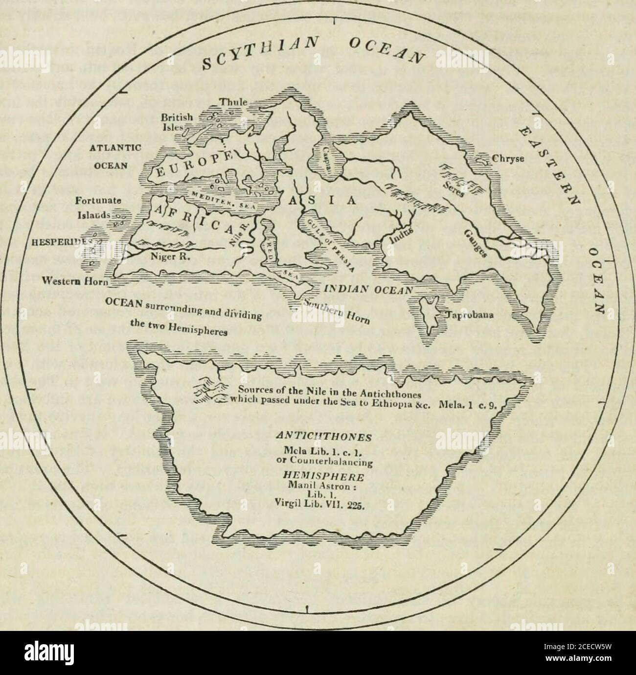 Eratosthenes Map Eratosthenes' Experiment, Illustration Stock Image