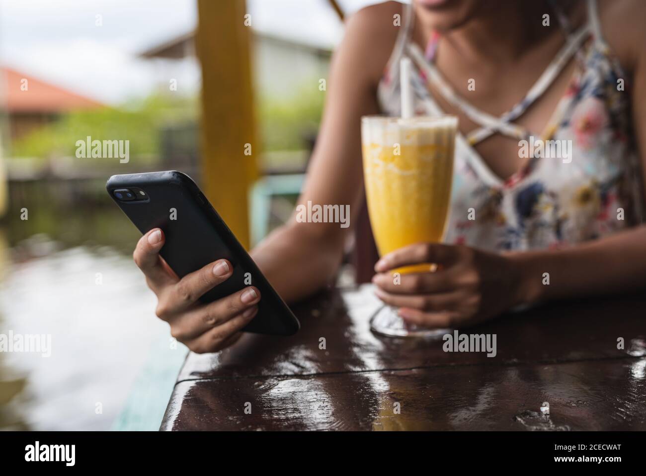 Lady drinking milkshake hi-res stock photography and images - Alamy