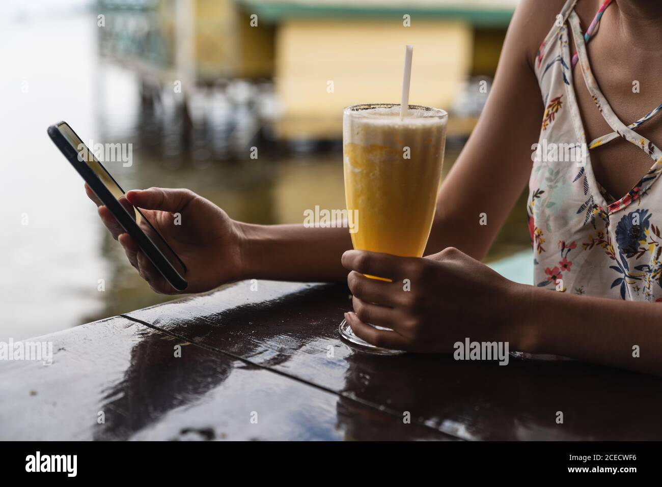 Lady drinking milkshake hi-res stock photography and images - Alamy