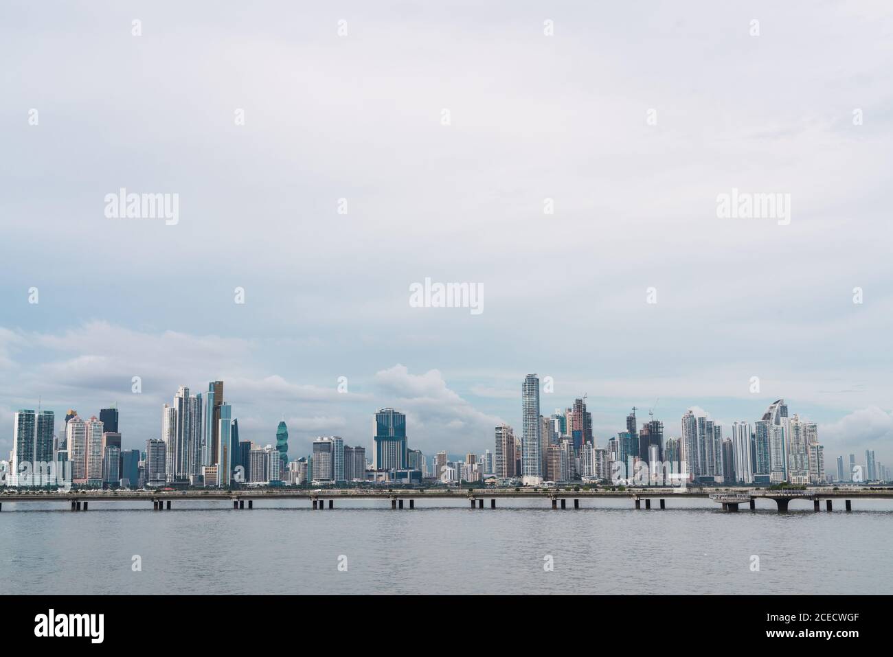 Cityscape panama city bridge above bay cloudy day hi-res stock ...