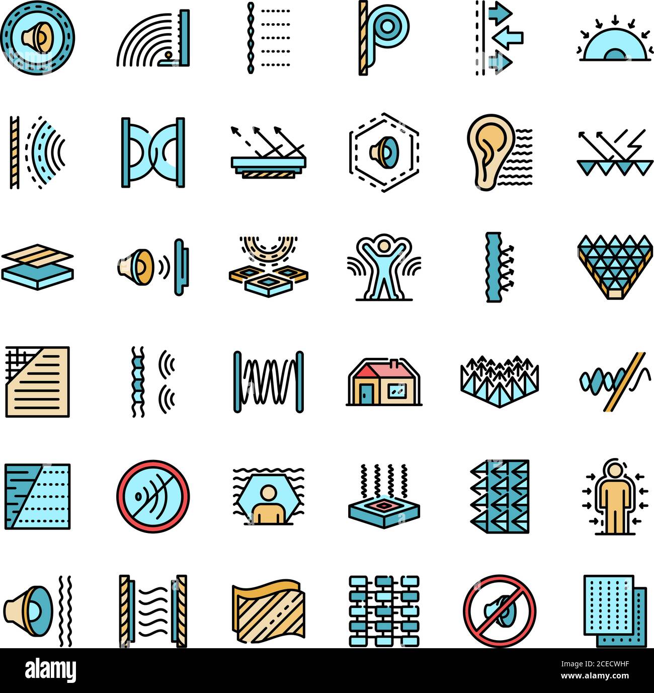 Soundproofing icons set vector flat Stock Vector Image & Art - Alamy