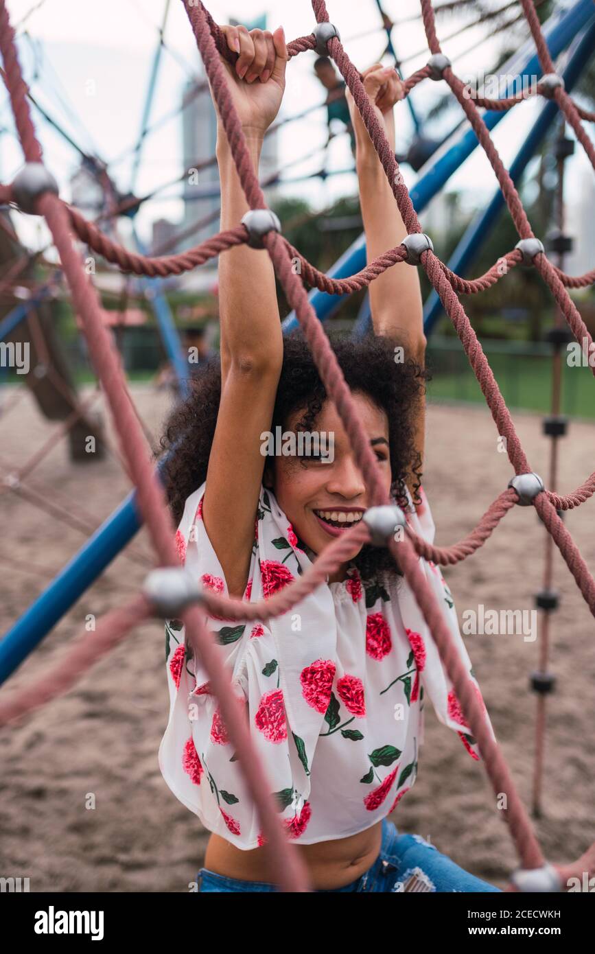 Woman on playground hi-res stock photography and images - Alamy