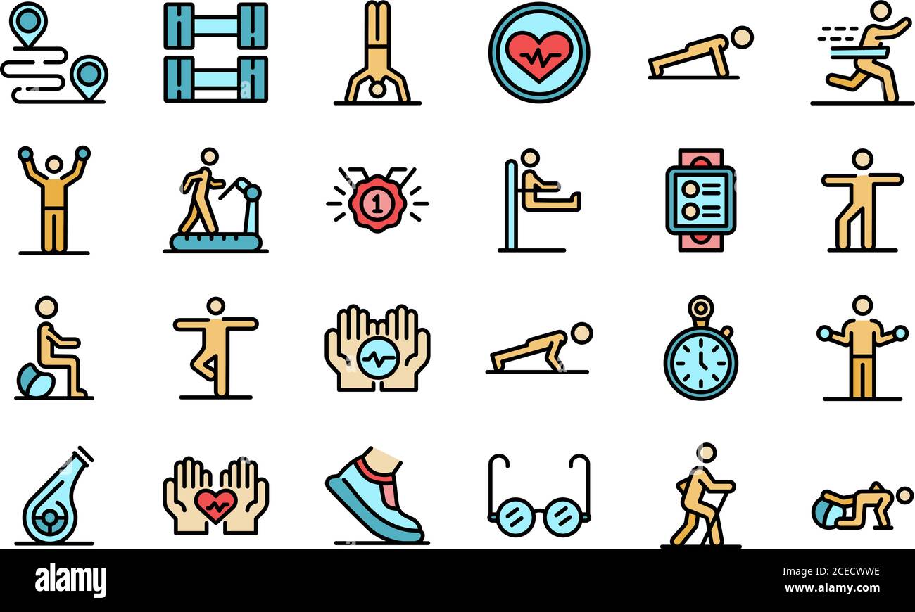 Workout seniors icons set vector flat Stock Vector Image & Art - Alamy