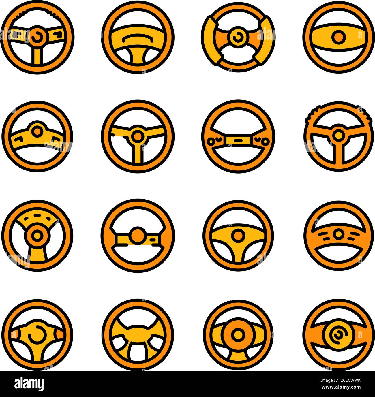 Steering wheel icons set vector flat Stock Vector Image & Art - Alamy