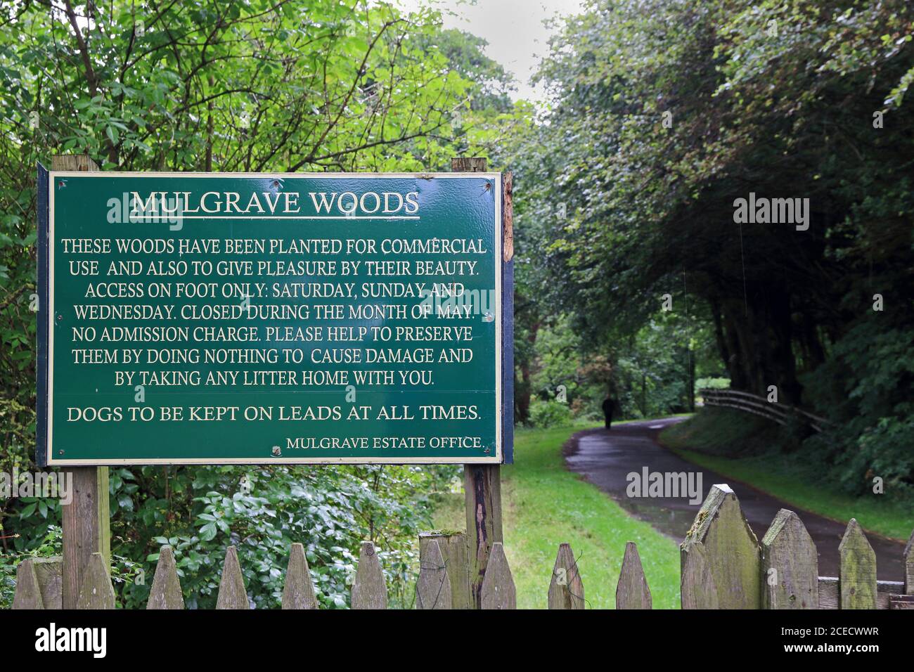 Sign at entrance to Mulgrave Woods, Sandsend Stock Photo - Alamy