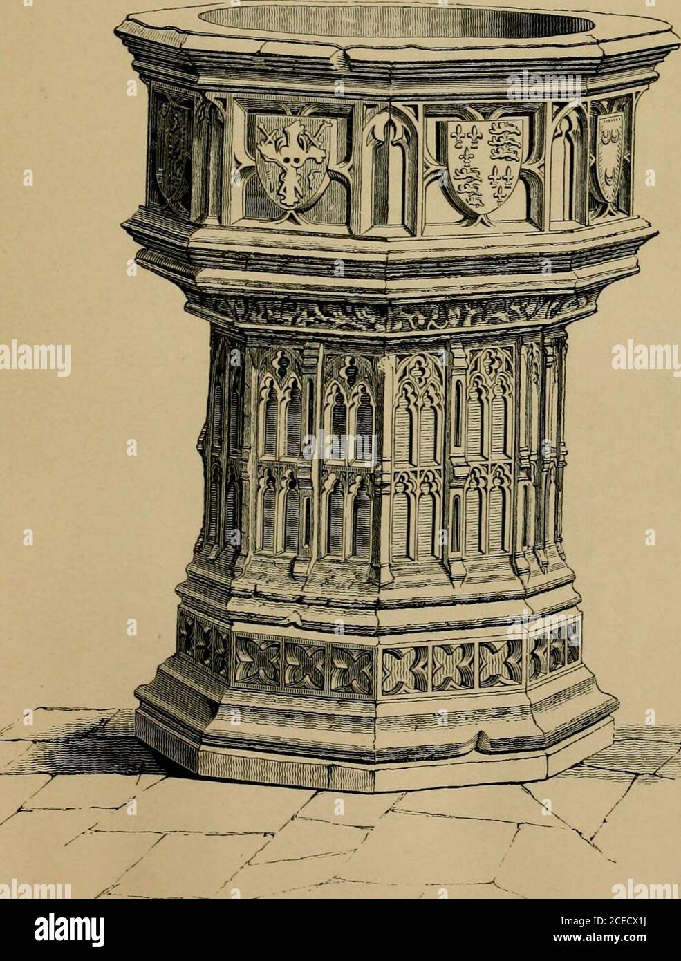 . Archaeologia cantiana. ANCIENT FONT IN HEENE CHURCH Stock Photo - Alamy