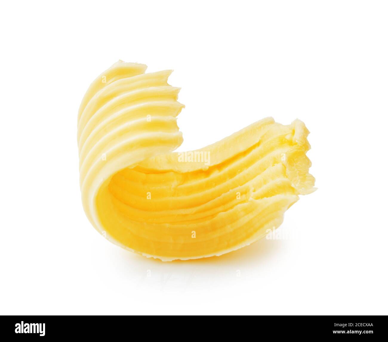 Butter curl or butter roll isolated on white background Stock Photo - Alamy