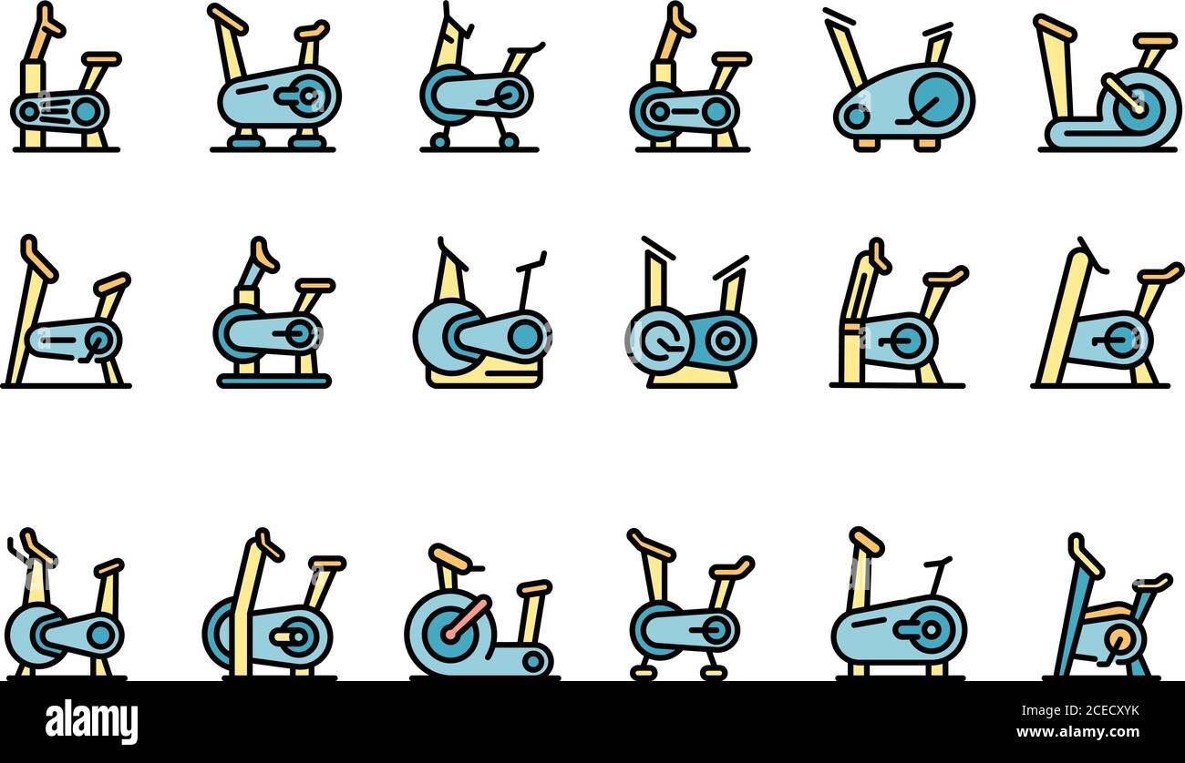 Exercise bike icons set vector flat Stock Vector Image & Art - Alamy
