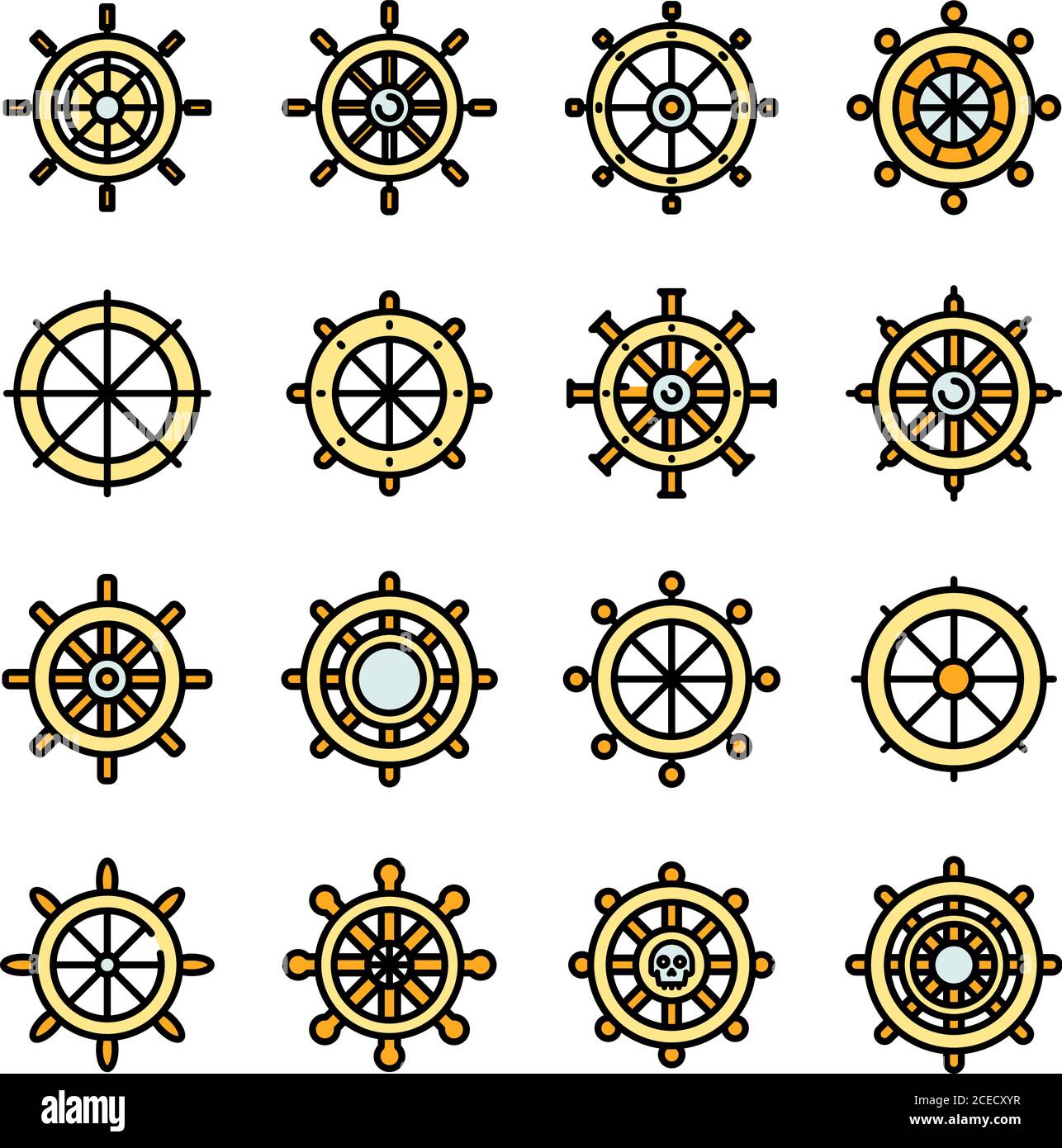 Ship wheel icons set vector flat Stock Vector Image & Art - Alamy