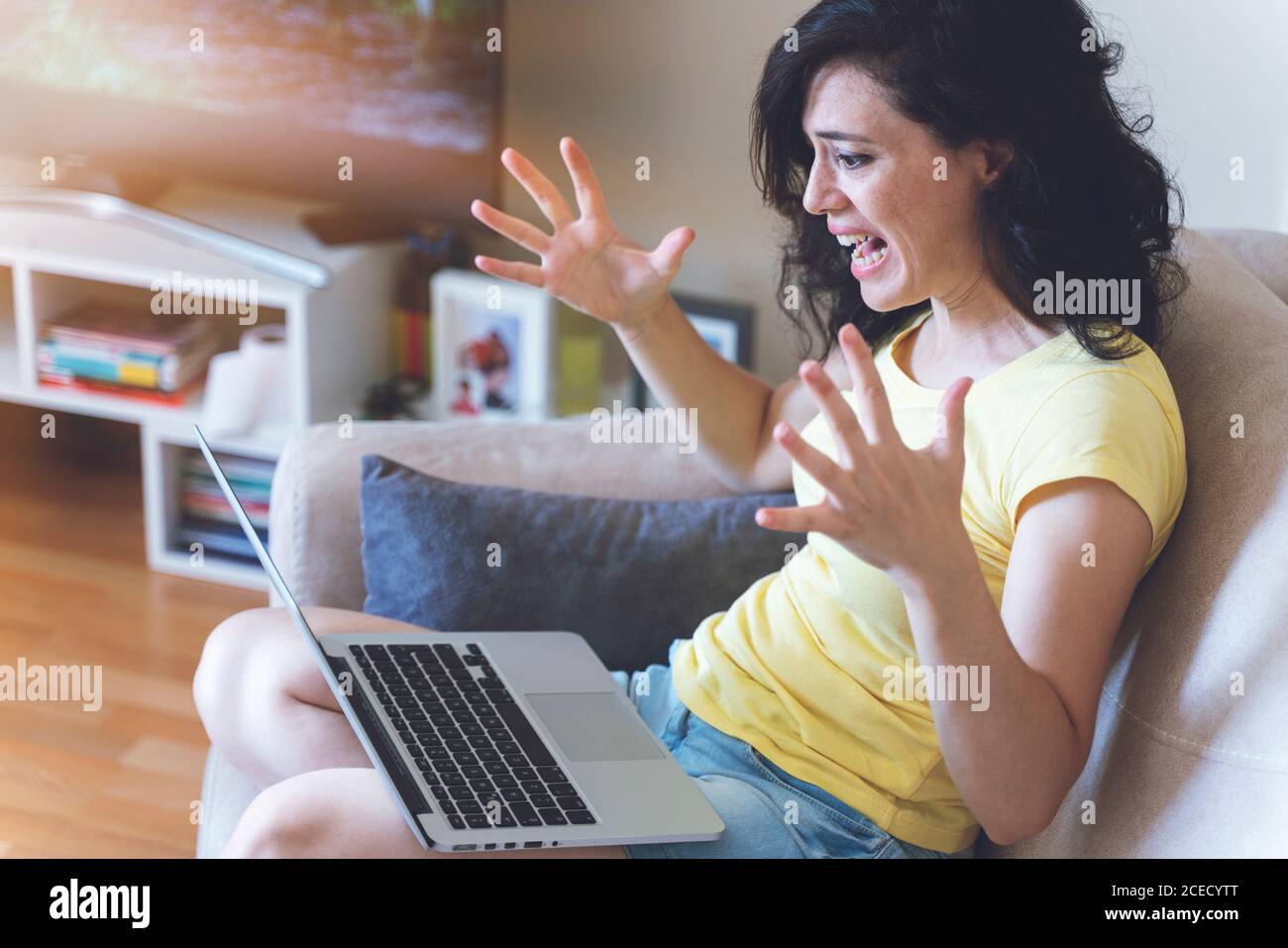 Angry Annoyed Woman Having Problem With Computer Mad Woman Indignant