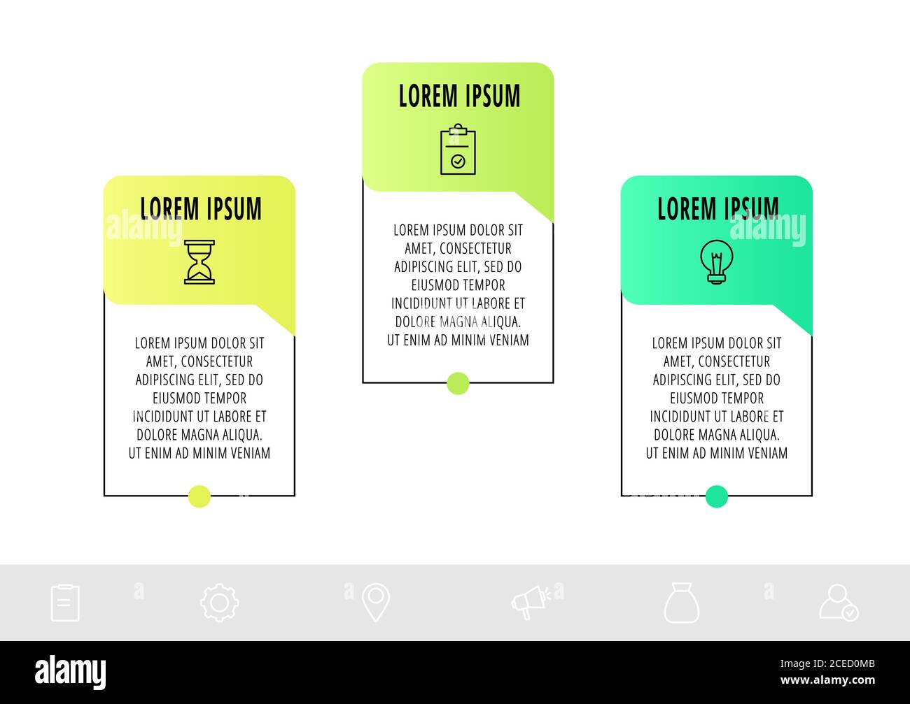 Line vector infographic design with three dialogs, icons. Template used ...