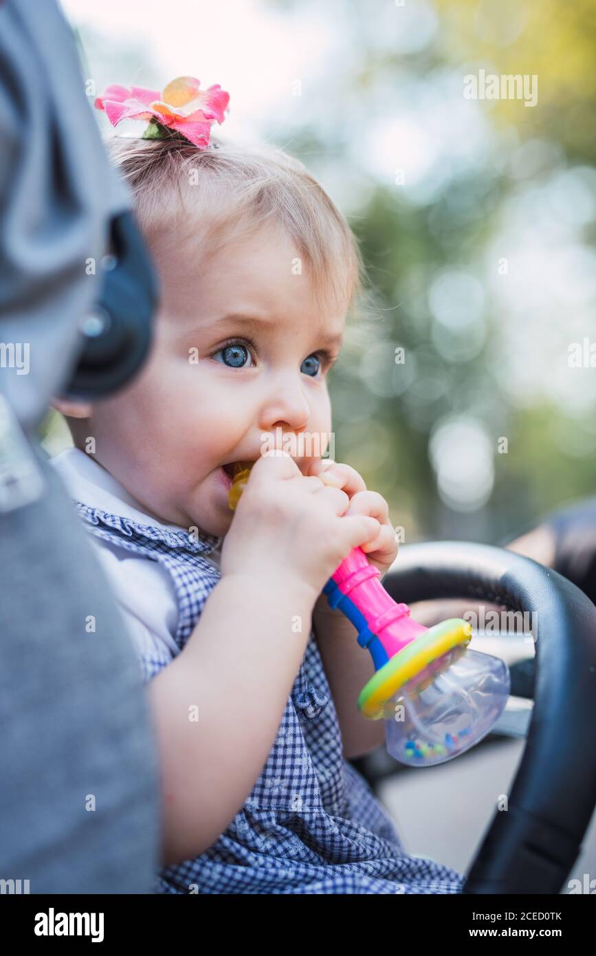 Child biting stroller hi-res stock photography and images - Alamy