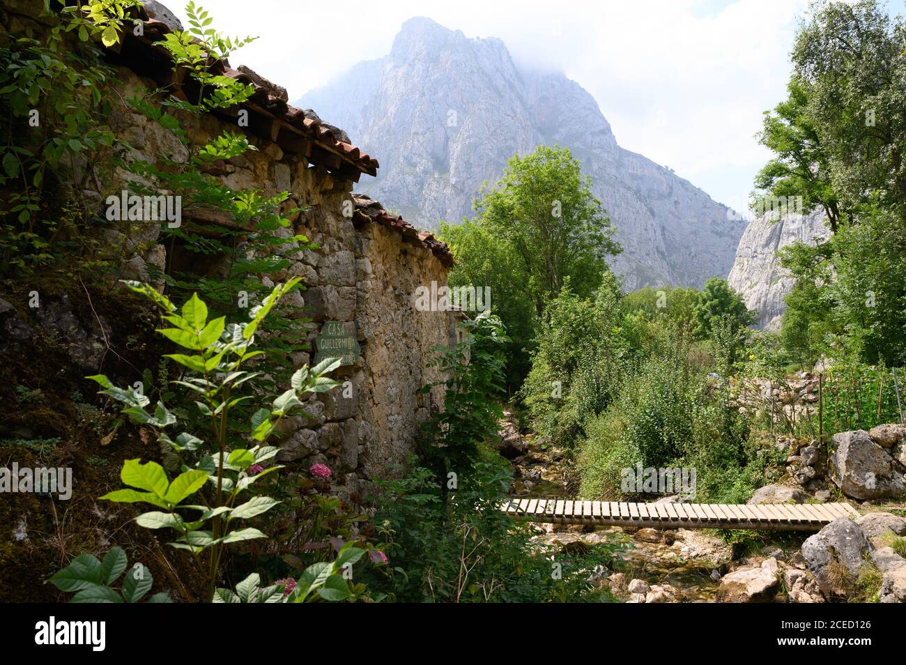 Bulnes, Spain. 07th Aug, 2020. The river Rio Bulnes flows next to ...