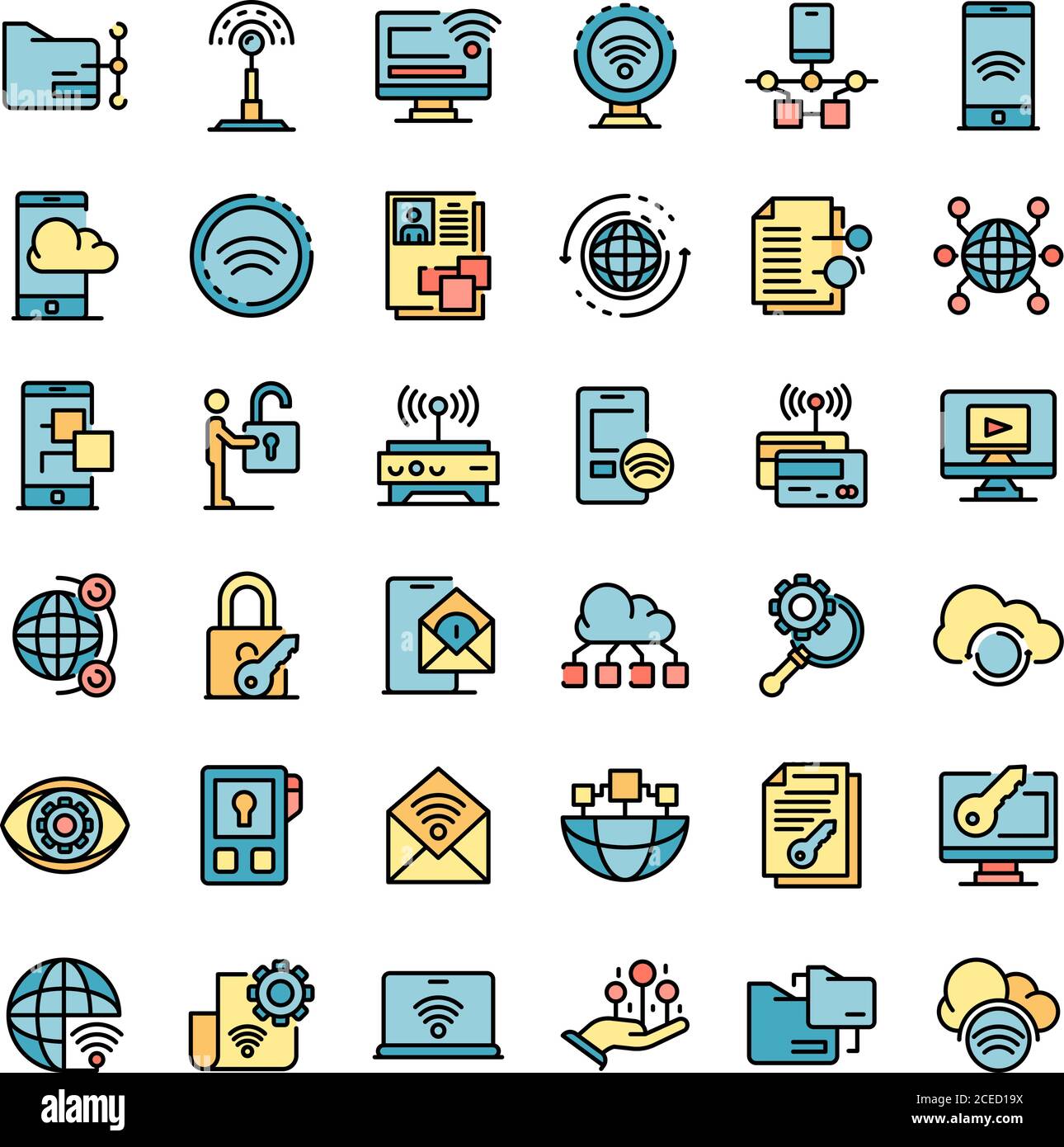 Remote access icons set vector flat Stock Vector Image & Art - Alamy