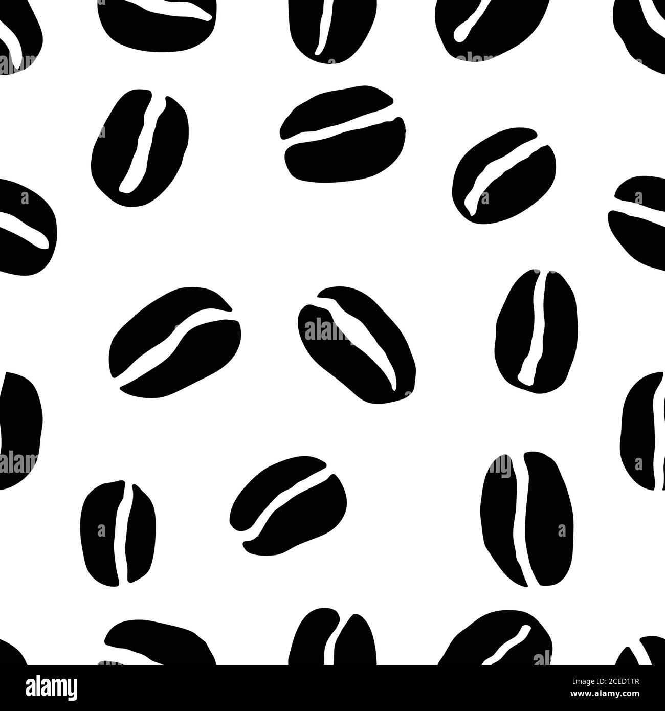 Set of coffee beans icon Isolated silhouette, hand-drawing seamless ...