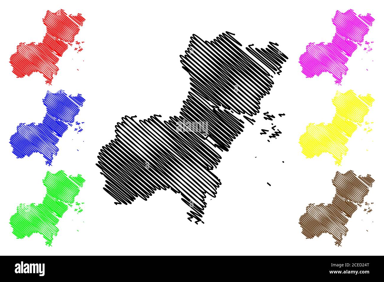 Wenzhou City (People's Republic of China, Zhejiang Province) map vector ...