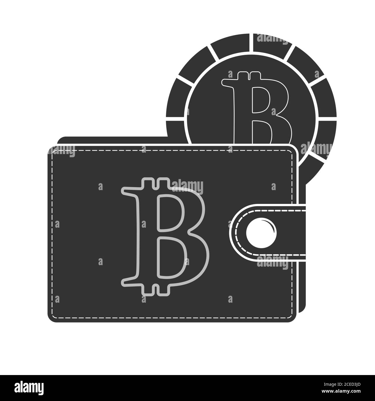 wallet with a cryptocurrency symbol. Stylized vector illustration ...