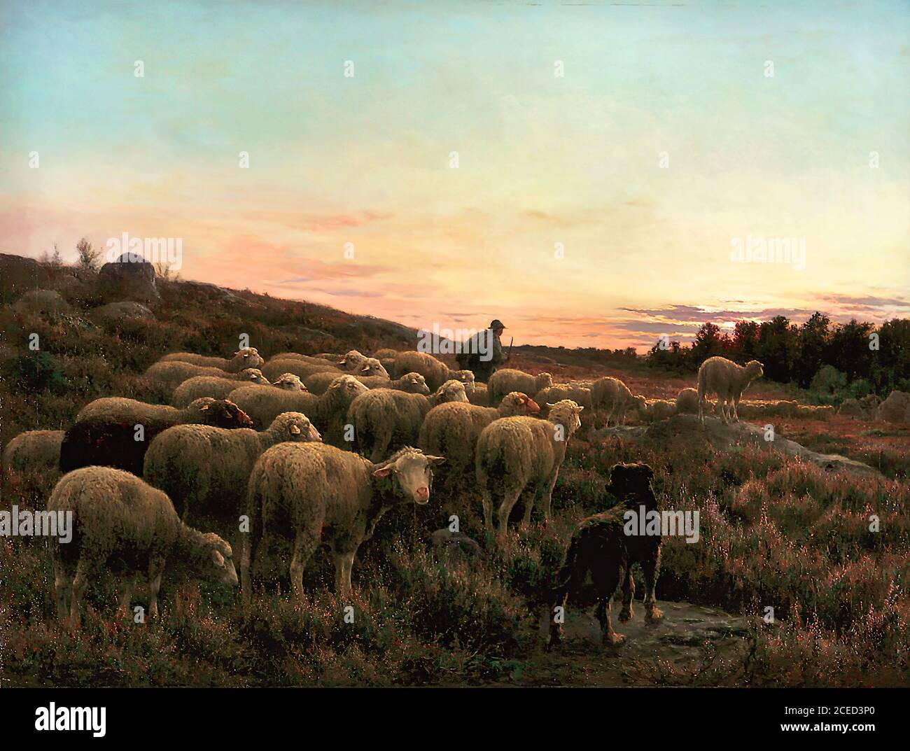 Chaigneau Jean Ferdinand - the Return of the Herd - French School ...